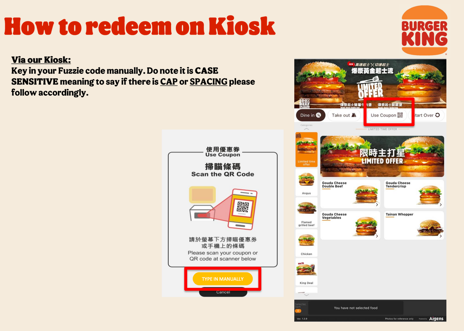 Easy steps to redeem your Fuzzie privileges with Burger King